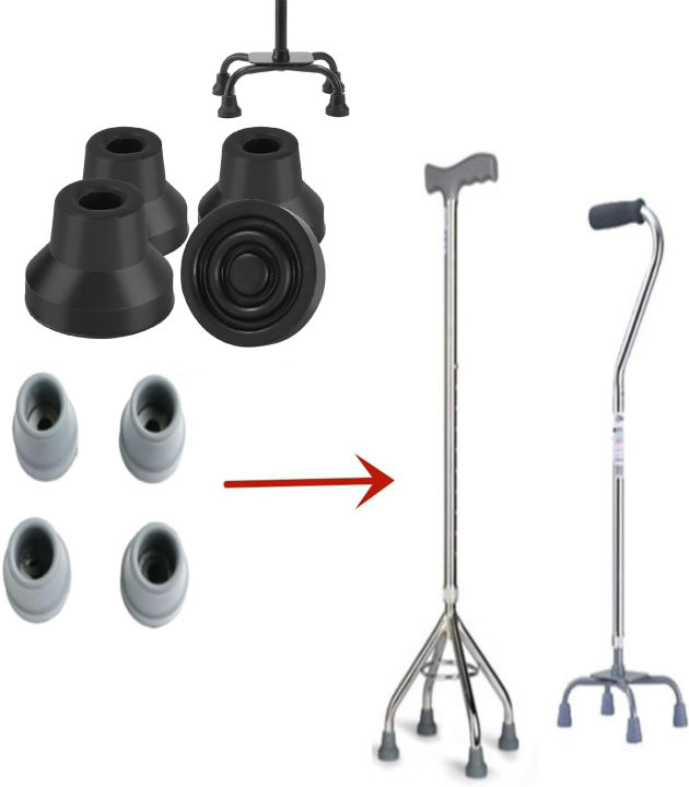 4pcs Quad Cane Tips 1/2 Inch Heavy Duty Walking Cane Rubber Tips ...