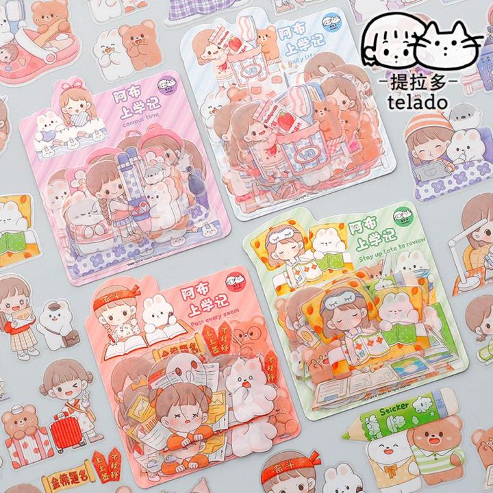 1 Pack of 27 Cute Cartoon Girl Hand-painted Stickers DIY Decorative ...