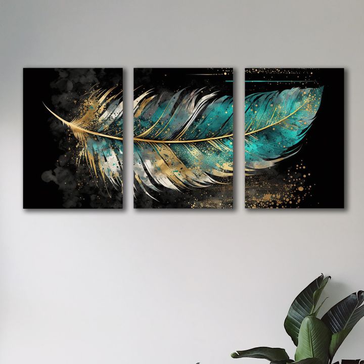 set of 3 leaf art wooden frames for wall decoration / sticky photo ...