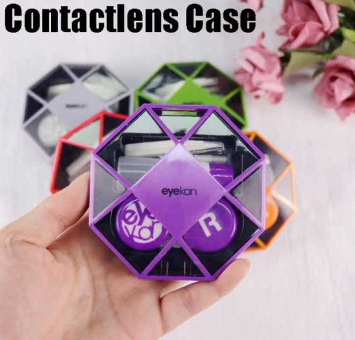 Contact Lens Case Geometric Shape Travel Kit Portable Solid Color Lens ...