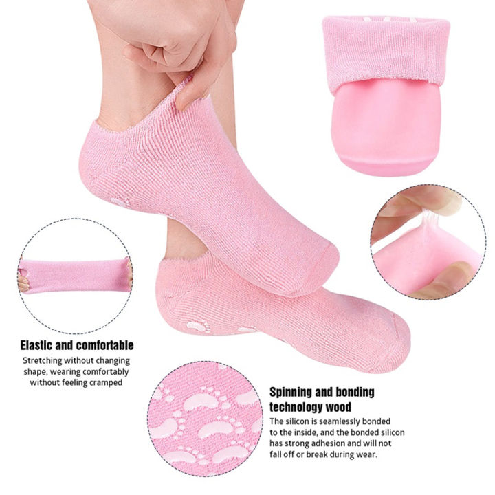 Silicone Gel Heel Pad Socks For Pain Relief And Anti Crack Heels and ...