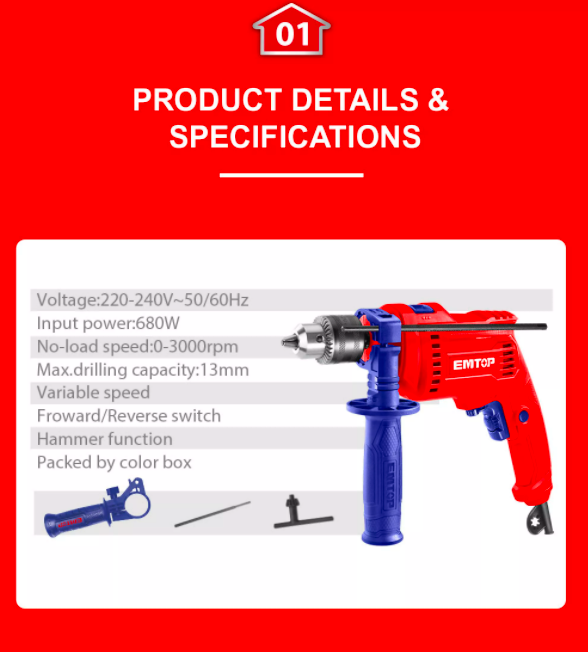 EMTOP- IMPACT DRILL 680W (100% Original) | Daraz.pk
