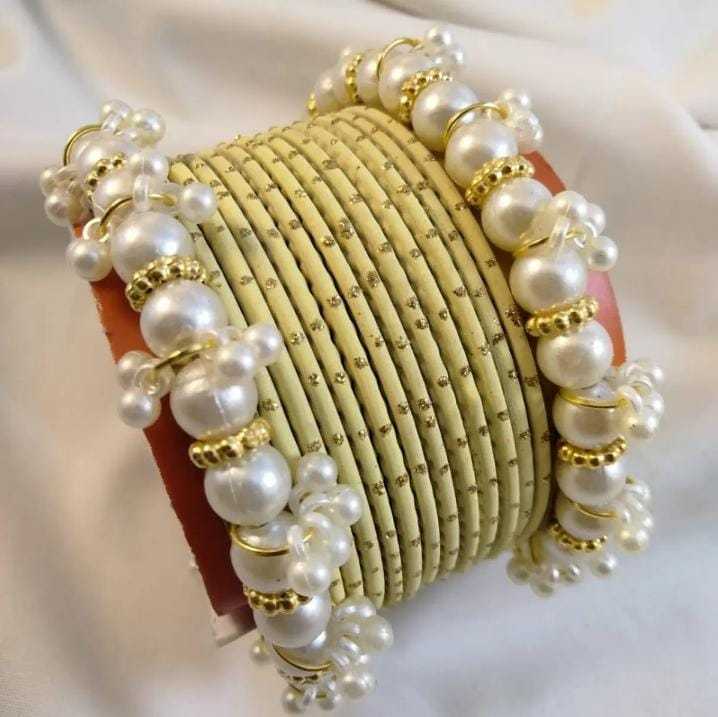 Stylish Matt Bangles & Pearls Kangan Set for Girls & Women |Unbreakable ...