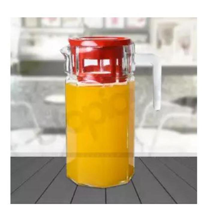 Transparent Glass Jug with Red Lid for juices and water, pack of 2 ...