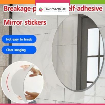 Techmanistan Oval Shape Flexible Self Adhesive Non-Glass Mirror Sticker ...