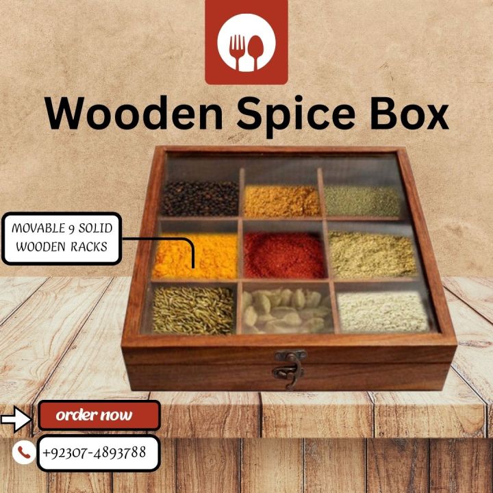 Spice Container Masala Box Rack with wooden spoon Dry Fruit Rack ...