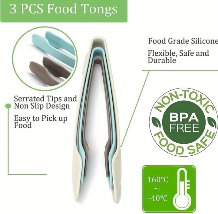 3 PCS Mini Kitchen Food Serving Tongs – Plastic Nesting Tongs for ...