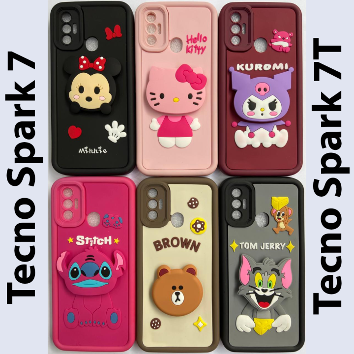 Tecno Spark 7 / Spark 7T – Cartoon Pop Socket Phone Case for Girls ...