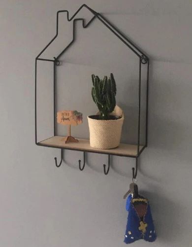 Hut Style Wall Shelf With Hooks | Daraz.pk