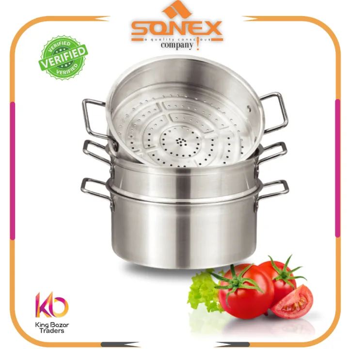 Sonex Galaxy 3-Layer Aluminum Steamer Set – High-Quality Cooking Momos ...