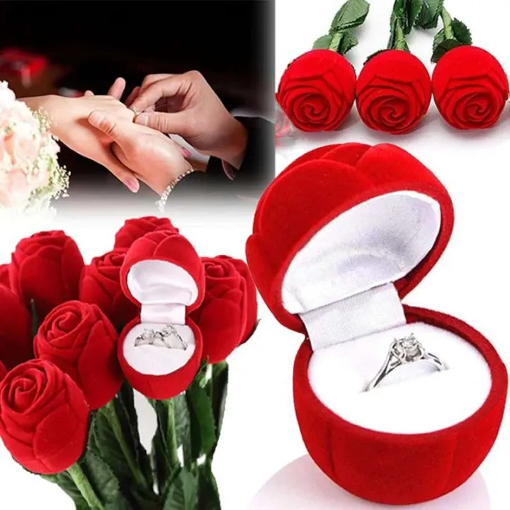Wedding Bridal Jewelry Storage Box Women Rose Flower Velvet Box Bridal ...