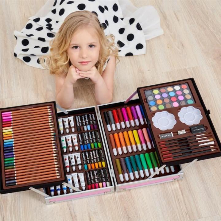 Unicorn-Themed Premium Kids Art Set 145 Pcs with Watercolor & Pencils ...