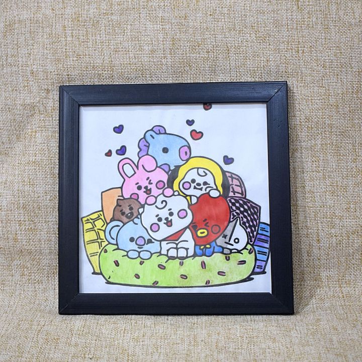 BTS BT21 Characters Watercolors Art Photo Frame (8.5 x 8.5) | Daraz.pk