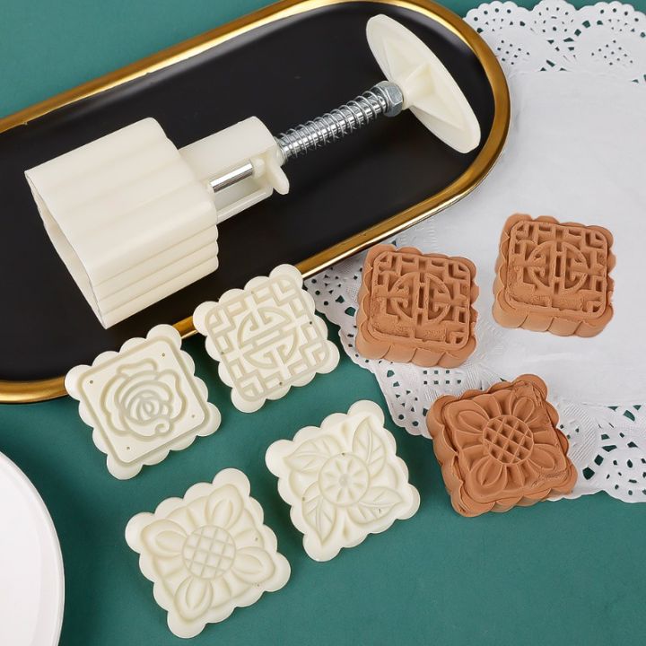 Manual Press Square Mooncake Printing Mould Food Grade Plastic ...