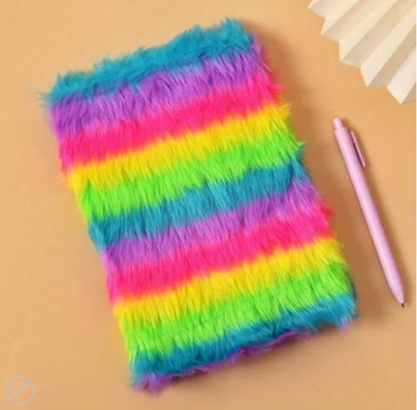 Beautiful Fancy Furry Diary with Rainbow | Daraz.pk