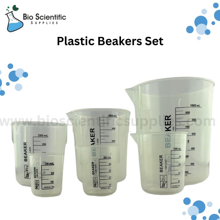 6 Pieces Premium Laboratory Plastic Beaker Set, High Clarity ...