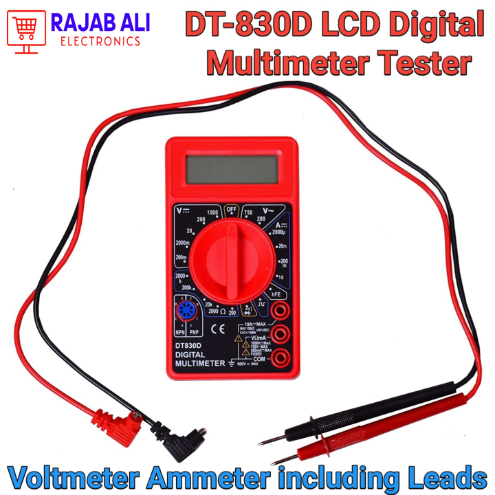 DT830D Multimeter Mini Digital Multimeter DT-830 | AC/DC Volt Amp Ohm ...