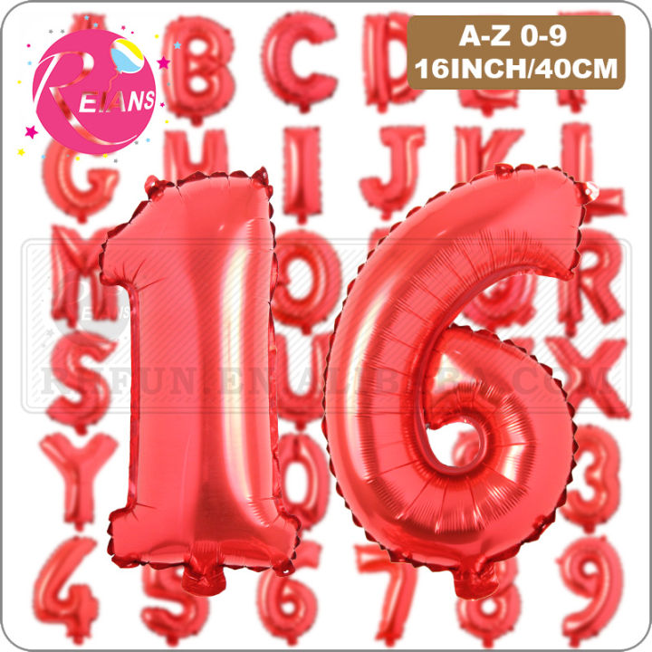 16 Inch Red Letter A-Z Number 0-9 Alphabet Foil Balloons Birthday Party ...