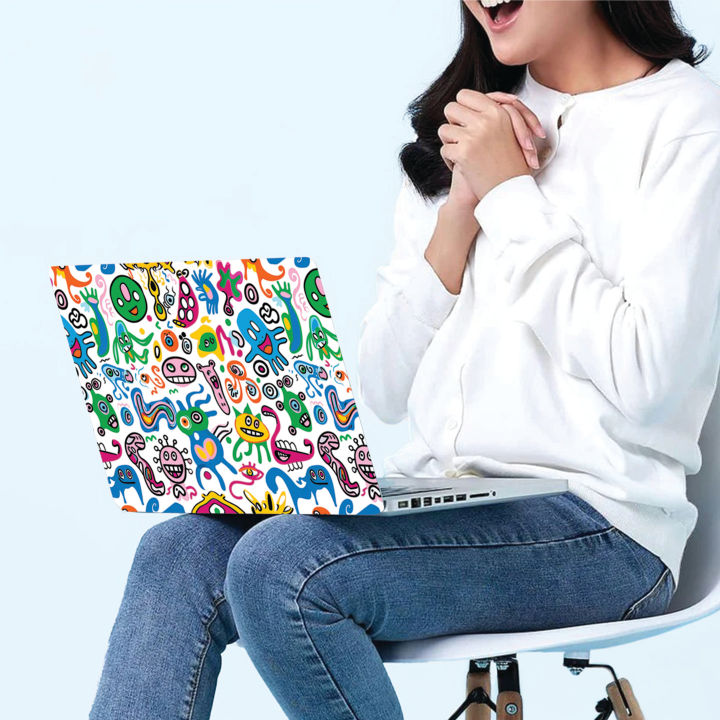 Multi Color Stickers , Doodle Art Laptop Skin Vinyl + Lamination ...