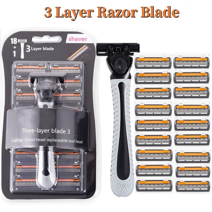 3 Layers Shaving Machine Safety Razor Blades Manual Shaving Face Care ...