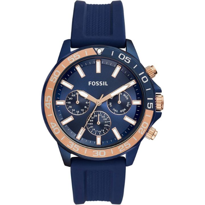 Fossil Blue Dial Blue Silicone Strap Chronograph Watch For Men Fossil ...