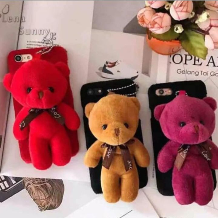 Red Bear Cute Stuffed Animal Bear Pendant Plush Teddy Bear Keychains ...