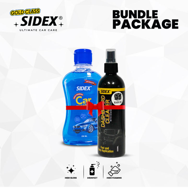 Sidex (Gold Class) Dashboard Cleaner 250ml & Highfoaming Car Shampoo 250ml (Bundle -1) | Daraz.pk