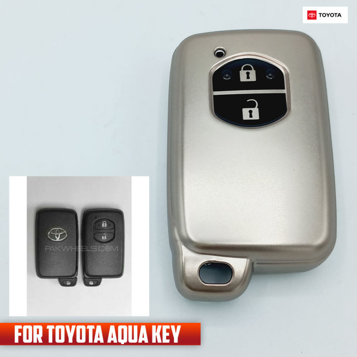 Toyota Aqua 2-Button Remote key TPU Key Cover -GUN Metallic Exclusive ...