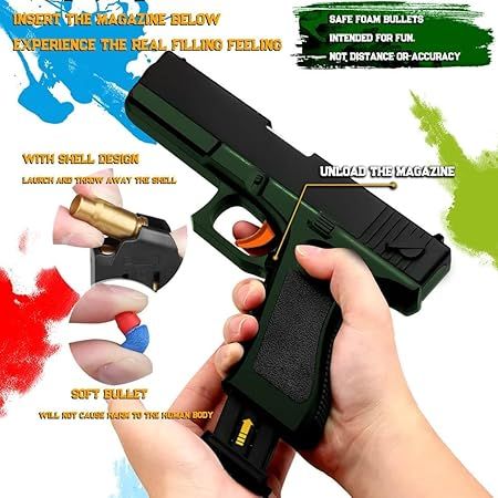 Glock Soft Bullet Toy Gun Shell Ejection Foam Darts Blaster GUN Manual ...