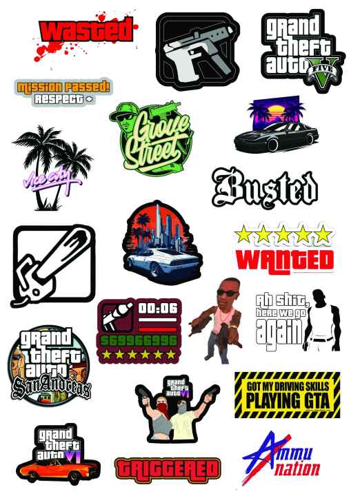 GTA Sticker Sheet For Gamers GTA Lovers For Decorating and Aesthetic ...