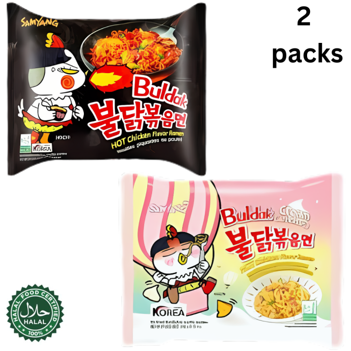 Samyang Korean Noodles Pack of 2 ( Samyang Cream Carbonara +Samyang Hot ...