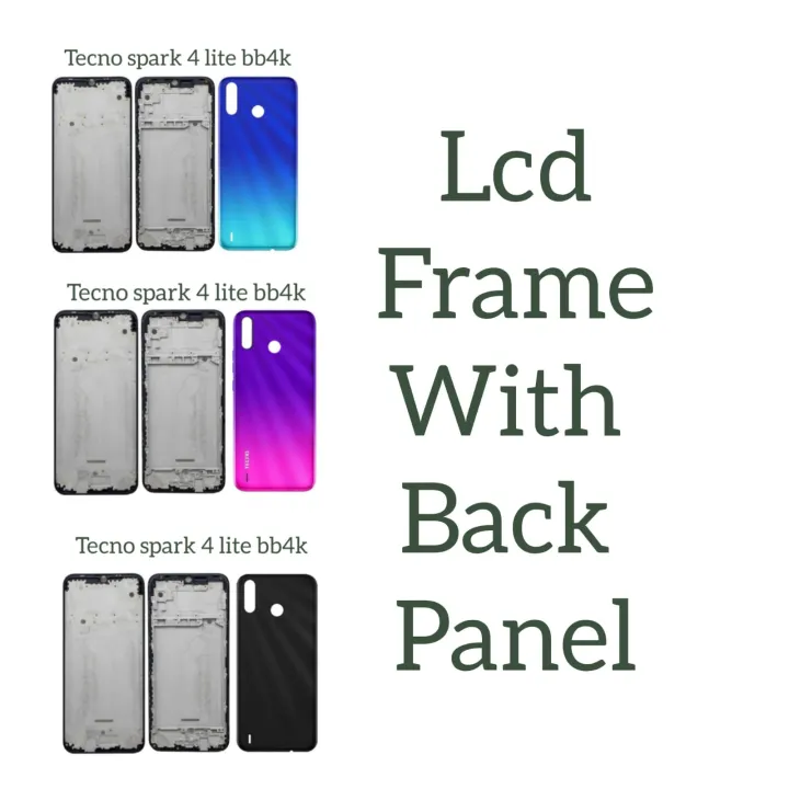 TECNO SPARK 4 LITE BB4K lcd frame OR lcd frame with back panel or ...