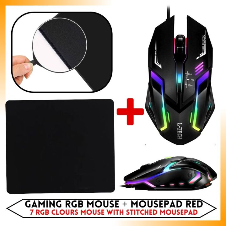 RGB Gaming Mouse With Mousepad - 7 Light Breathing Colours In Mouse ...