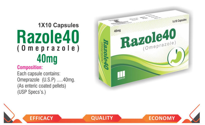 RAZOLE 40mg (Omeprazole U.S.P) 10 Capsules – Advanced Acid Control ...