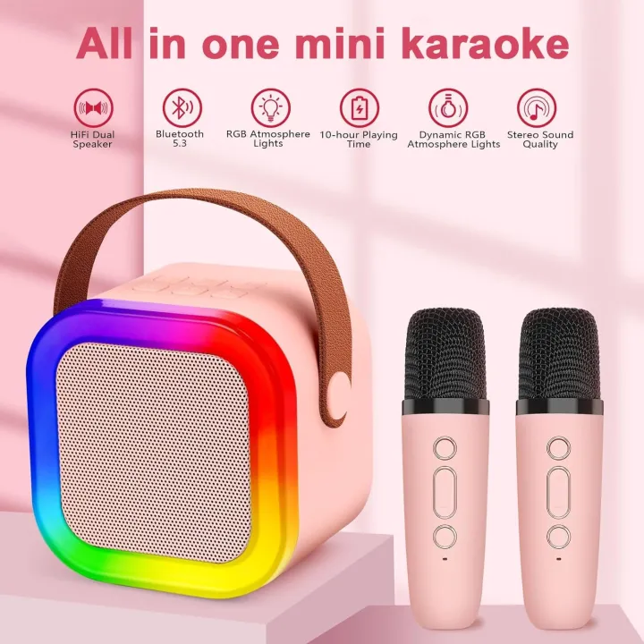 K12 Wireless Speaker With Mic RGB 7 Colour Dancing Light Karaoke Mic ...