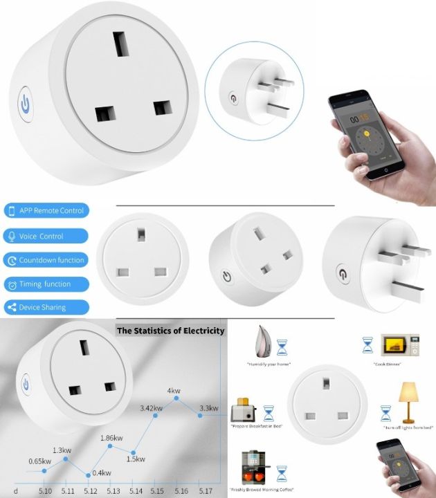 Tuya wifi smart socket switch 16A with power metering AI voice alexa ...