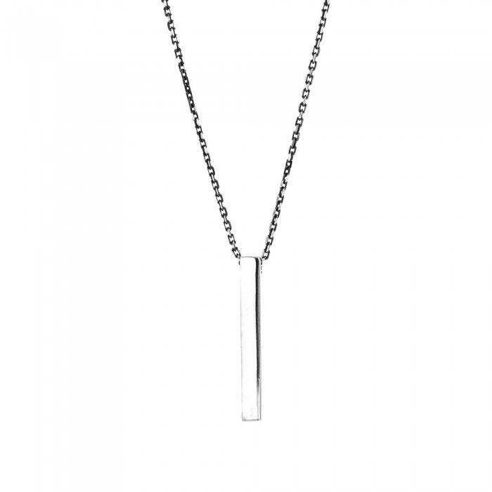 Pure Stainless Steel Black Vertical Bar Necklace Locket Chain for Men ...