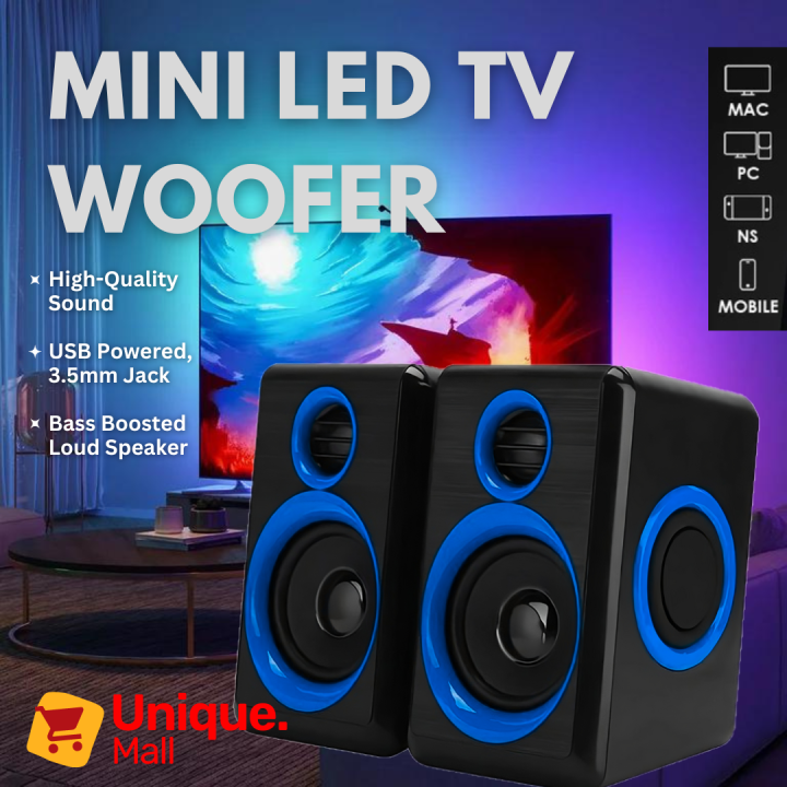 TV LED Mini RGB Subwoofer For Gaming PC With Built-in Bass Speaker Easy ...