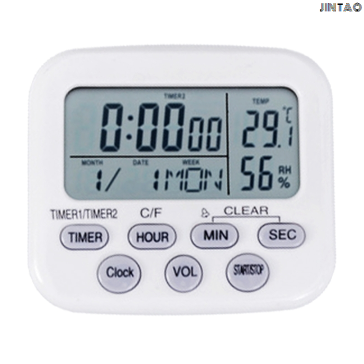 2022 Magnetic Timer Clock Humidity Temperature Meter With Month Week ...