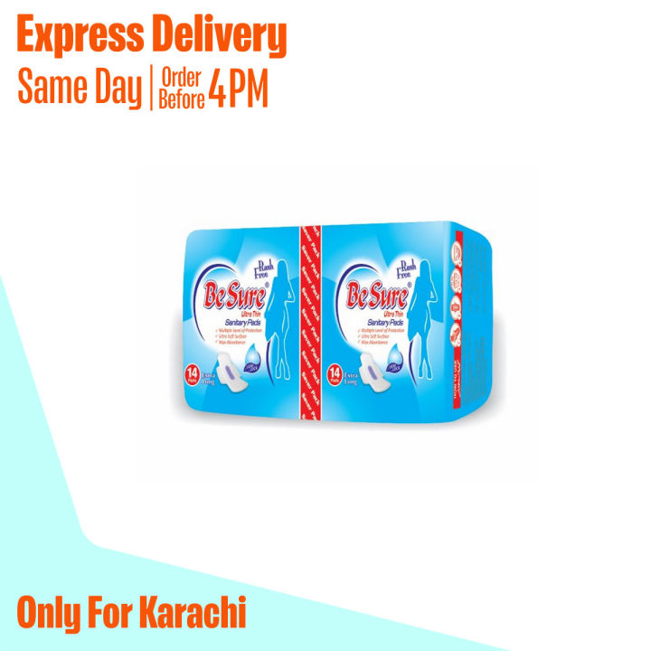 BeSure- Sanitary Pads Ultra Thin with Wings Regular Absorbent. 14 Pcs ...