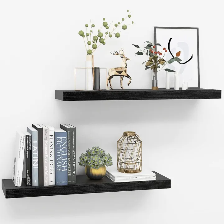 Hommey Set Of 2 XL ( 24 inch x 5 inch) Pretty Floating Wall Shelves ...