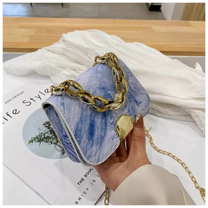 Chain PU Shoulder Crossbody Messenger Bag Ladies Thick Chain Mini ...