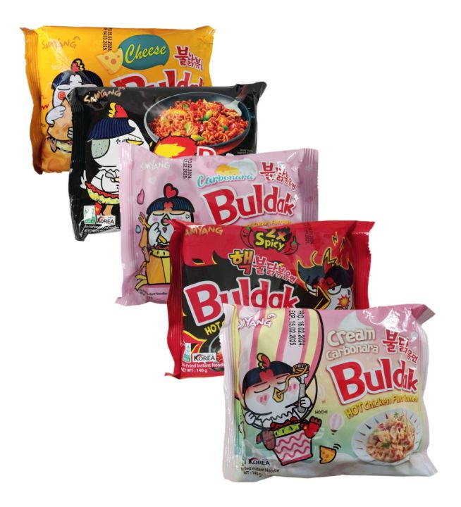 Samyang 5 Different Noodles (Creamy Carbo+Pink+Red+Black+Green+Yellow ...