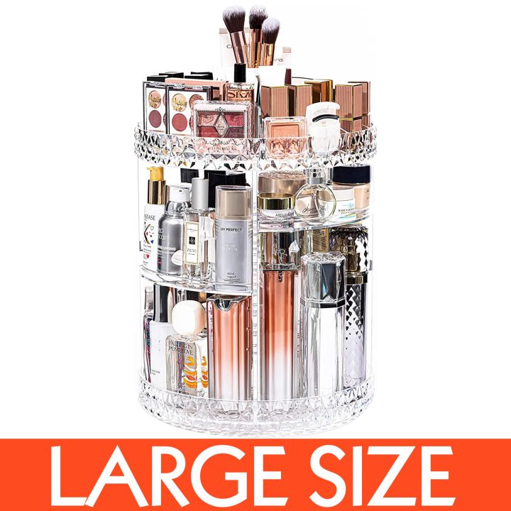 360° Rotating Makeup Organizer Stand - Cosmetic Holder Acrylic | Daraz.pk