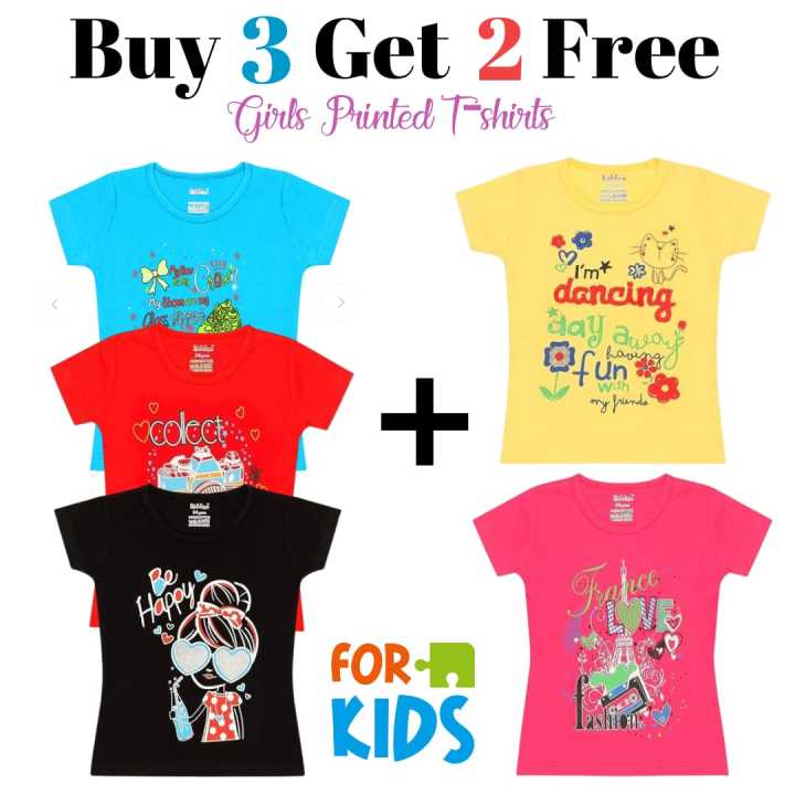 WalknStyle - Buy 3 Get 2 Free - Stylish Cute Printed T-Shirts For Girls ...