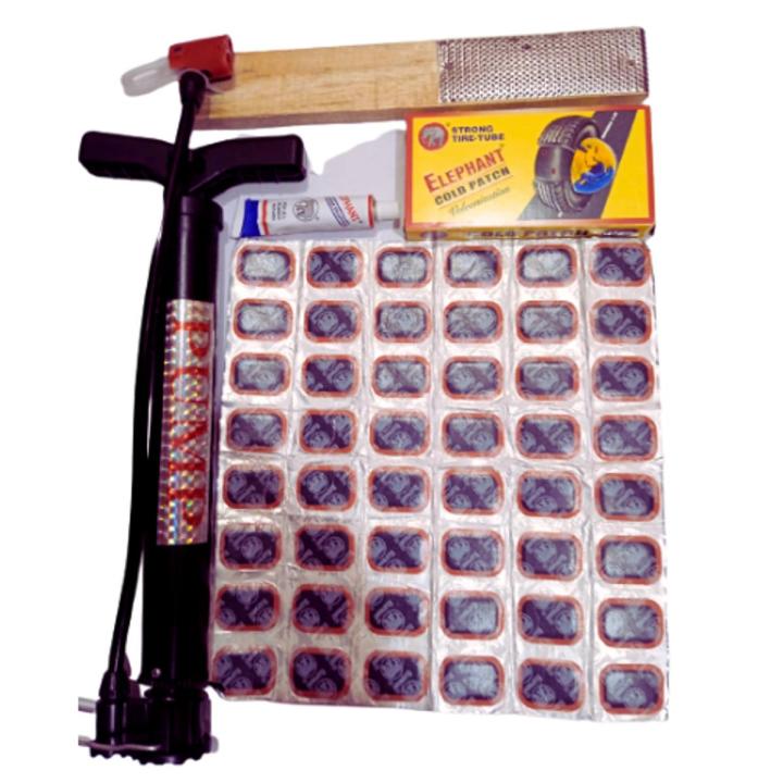 48PCS Rubber Bicycle Tire Patch Puncture Patch Mini Air Pump puncture ...