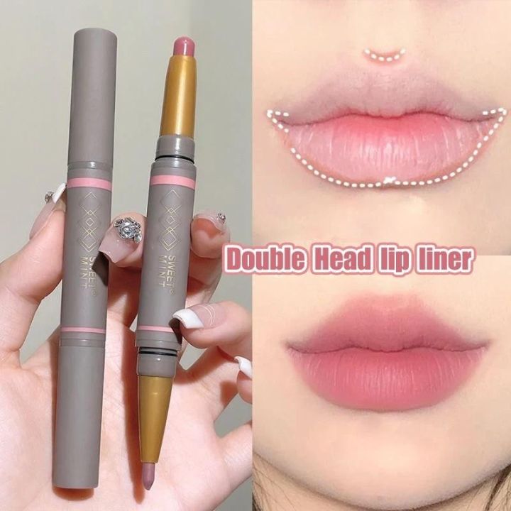 Double Ended Lip Liner Pen Thick 3D Lips Makeup Soft Matte Lipstick Pen ...