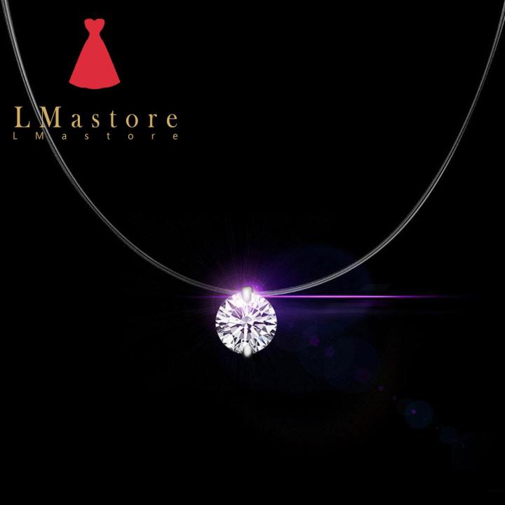 LM Simple Transparent Fishing Line Zircon Necklace Clavicle Chain Women ...