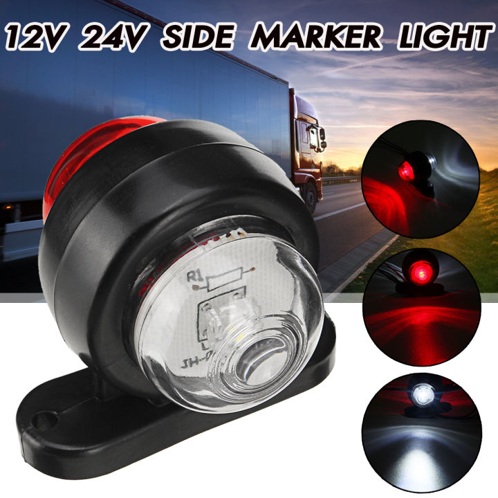 12V 24V Mini Side Rubber Marker Light Lamp Red White Trailer Truck ...