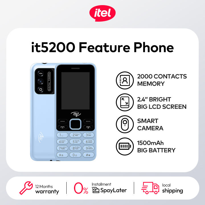 itel it5200 Feature Phone | 2.4″ Bright Big Screen | 1,500mAh Big ...